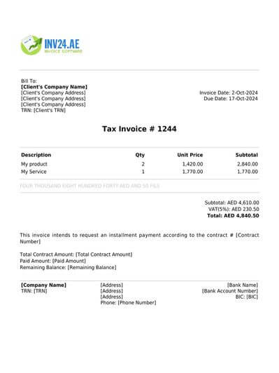 Balance Payment Invoice in UAE: Meaning, Sample & Email Template