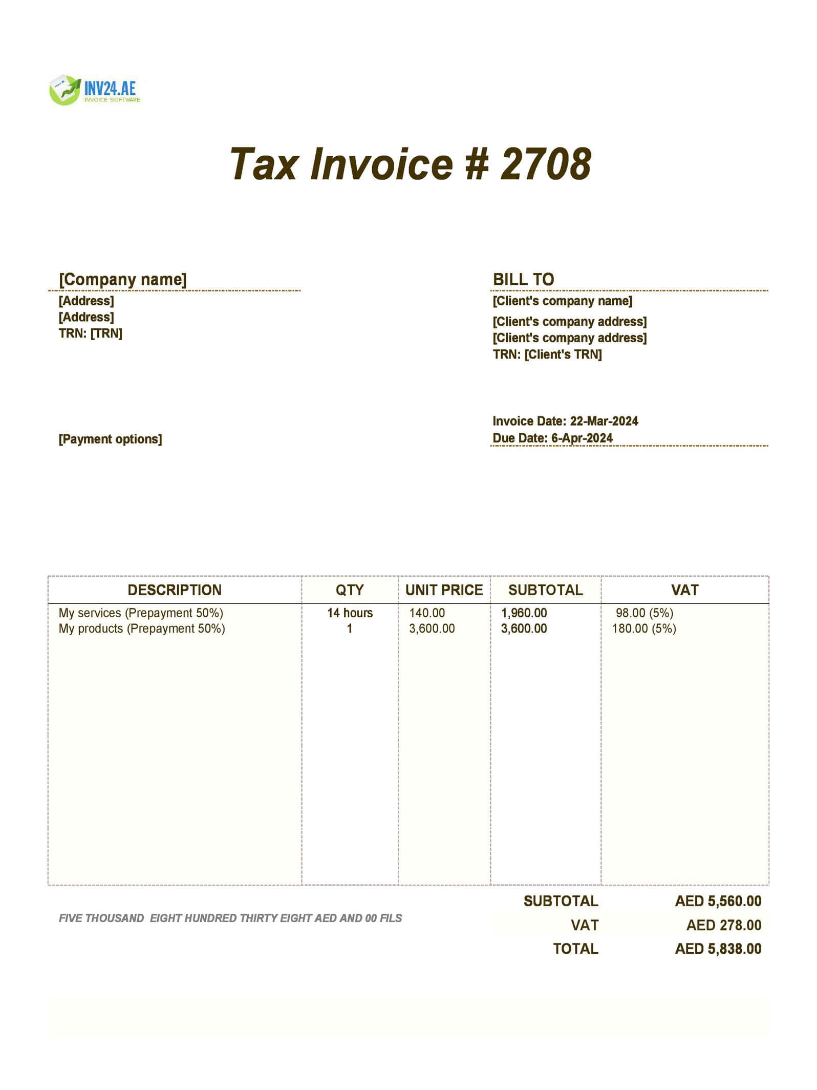 Prepayment Invoice in UAE: Meaning & Example