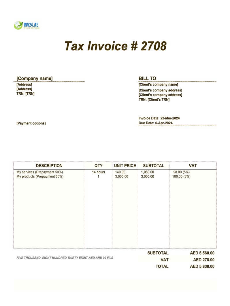 Prepayment Invoice in UAE: Meaning & Example