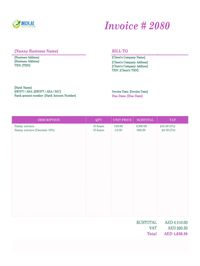 100 Free Invoice Templates for United Arab Emirates - Word, Excel, PDF ...