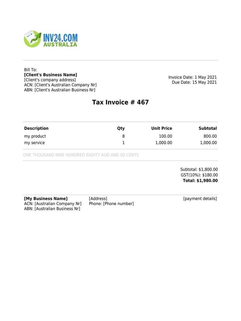 Free Invoice Maker for Australia (PDF)