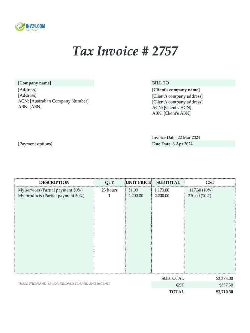 Partial Payment Invoice in Australia: Meaning & Sample