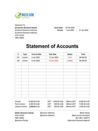 3 Free Statement of Accounts Templates for Australia - Word, Excel, PDF ...