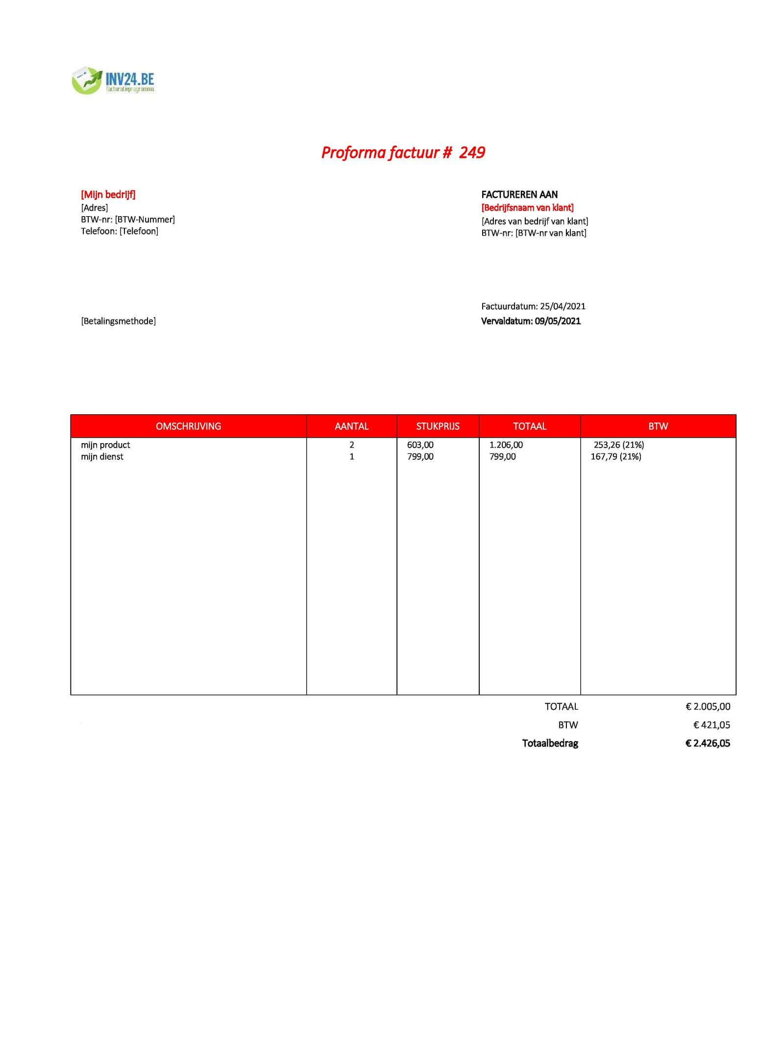 Proforma factuur voor België - Definitie, voorbeeld en creatie
