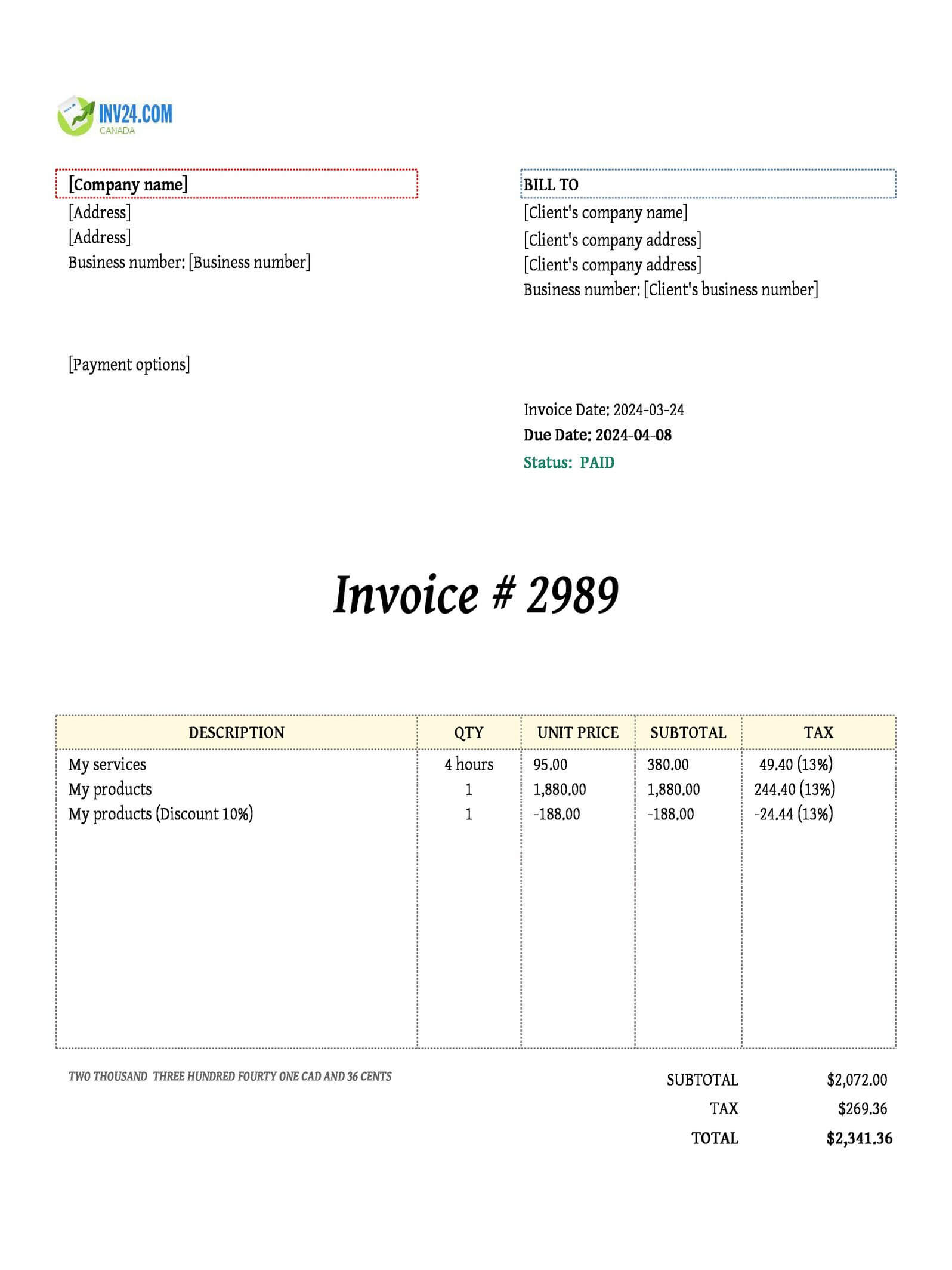 Paid Invoice in Canada: Meaning & Samples