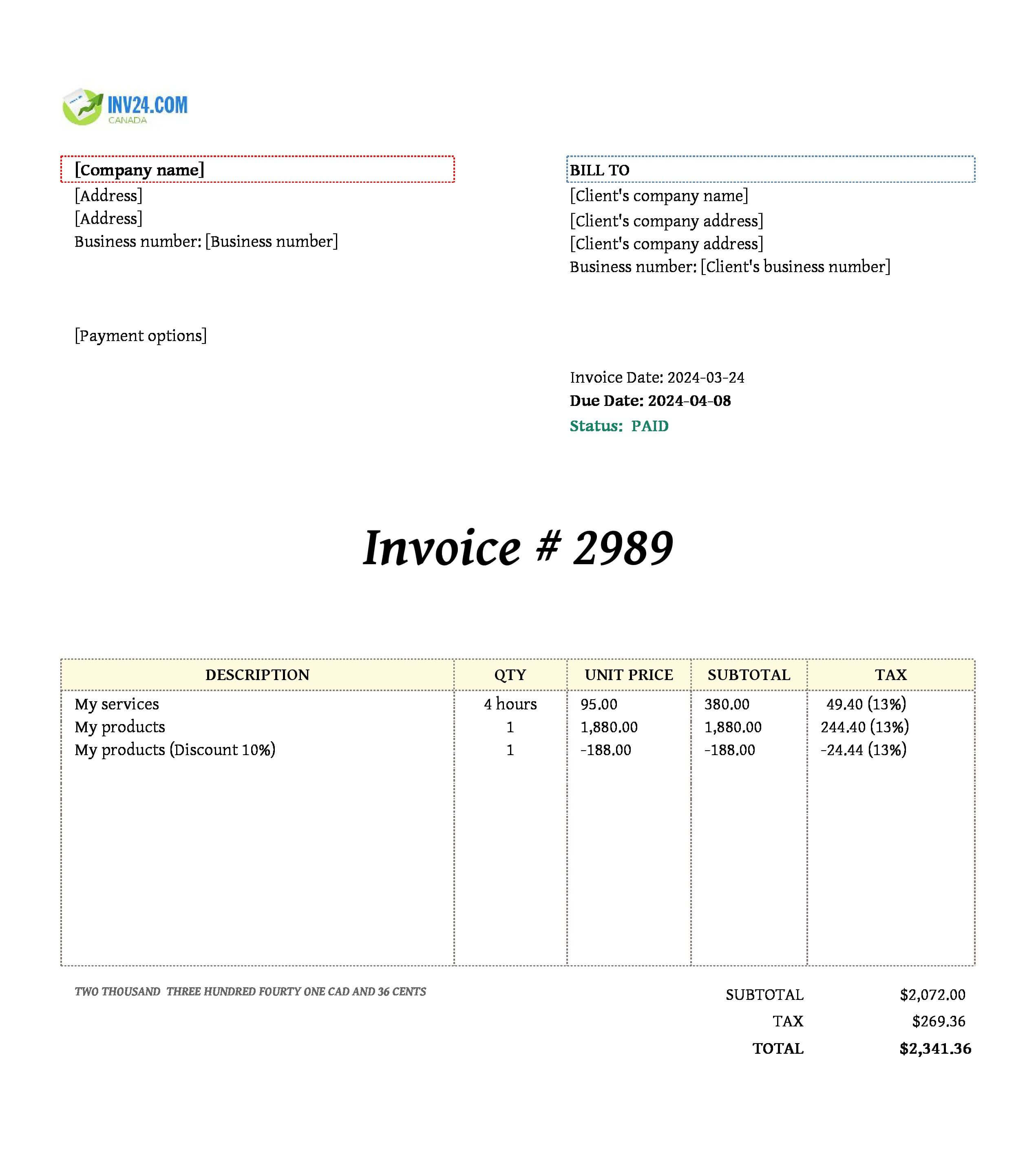Paid Invoice in Canada: Meaning & Samples
