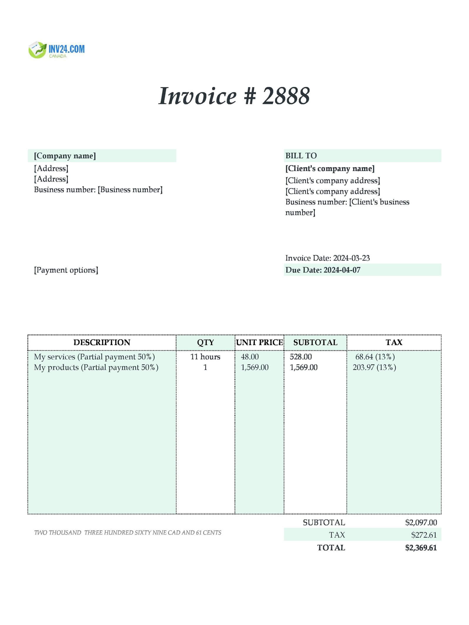 Partial Payment Invoice in Canada: Meaning & Sample