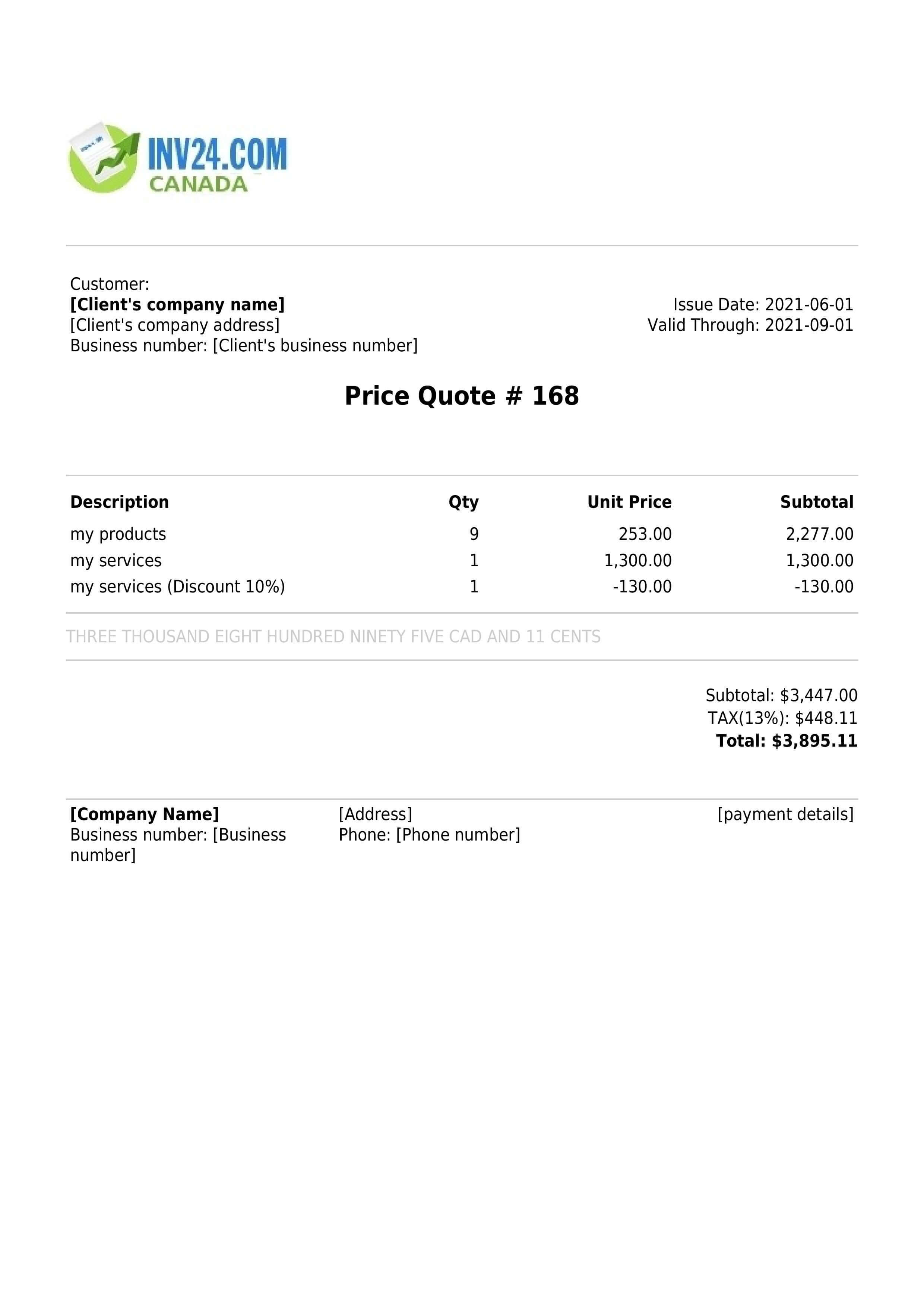 Price Quote in Canada - Definition, Sample and Creation