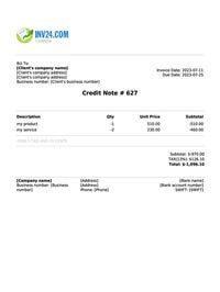 Free Credit Note Template for Canada (PDF, Excel, Word, Google Docs ...