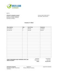 107 Free Invoice Templates for Canada - Word, Excel, PDF, Google Docs ...