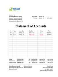 3 Free Statement of Accounts Templates for Canada - Word, Excel, PDF ...