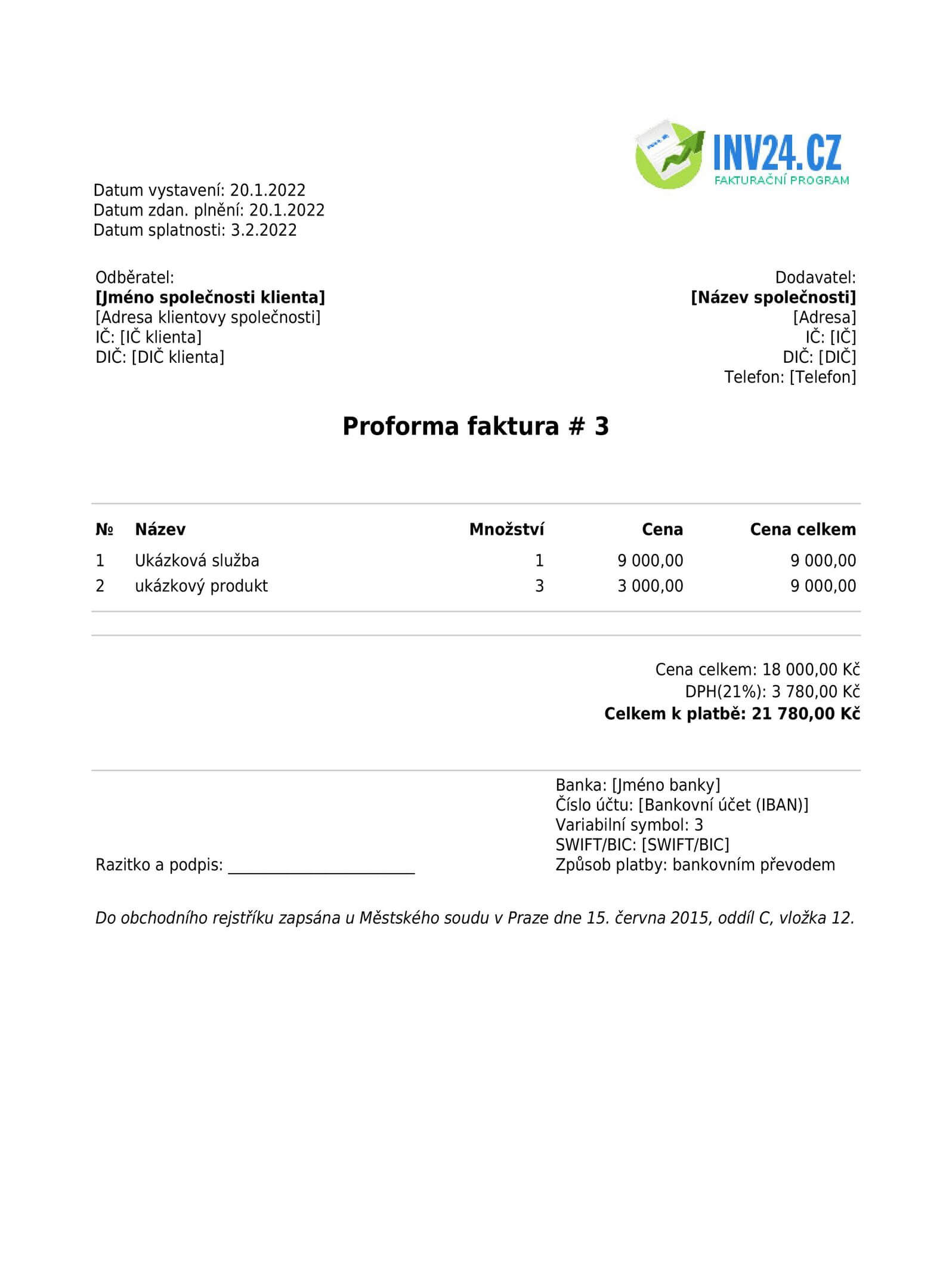 Proforma faktura - Definice, příklad a tvorba