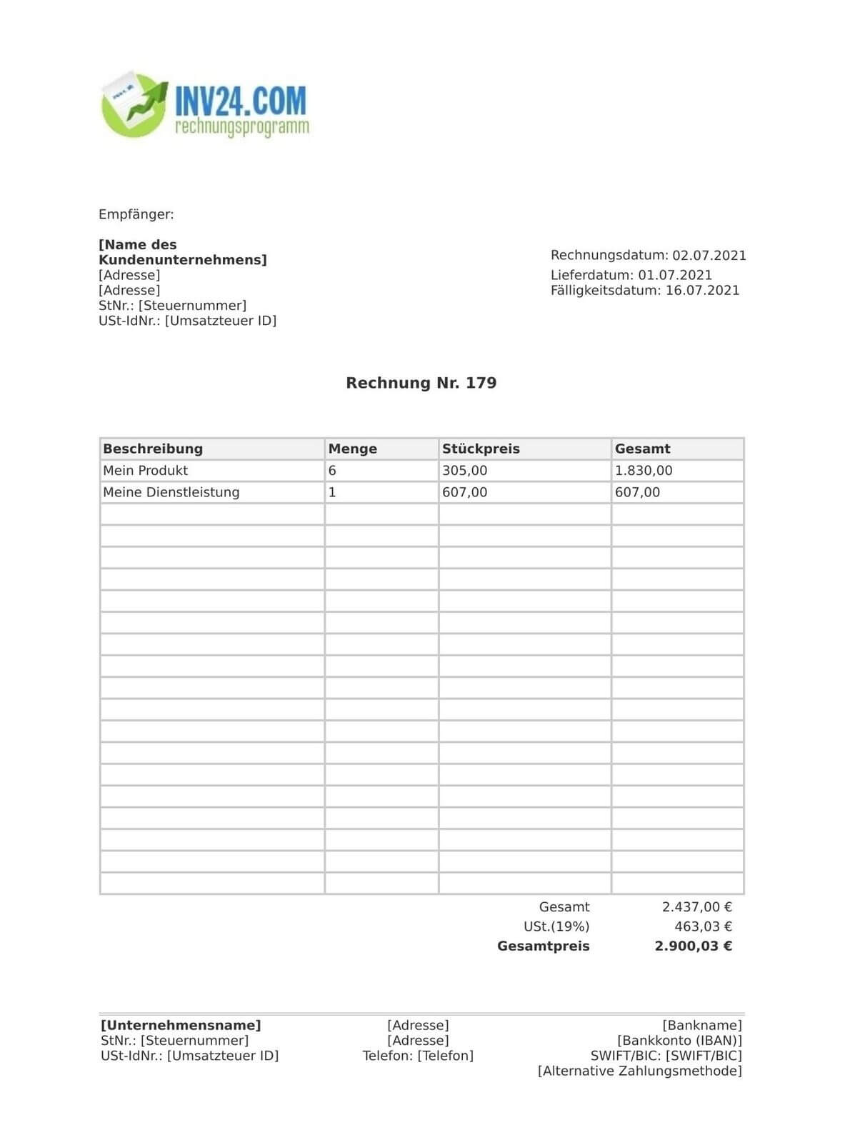 Rechnungsmuster (Html)