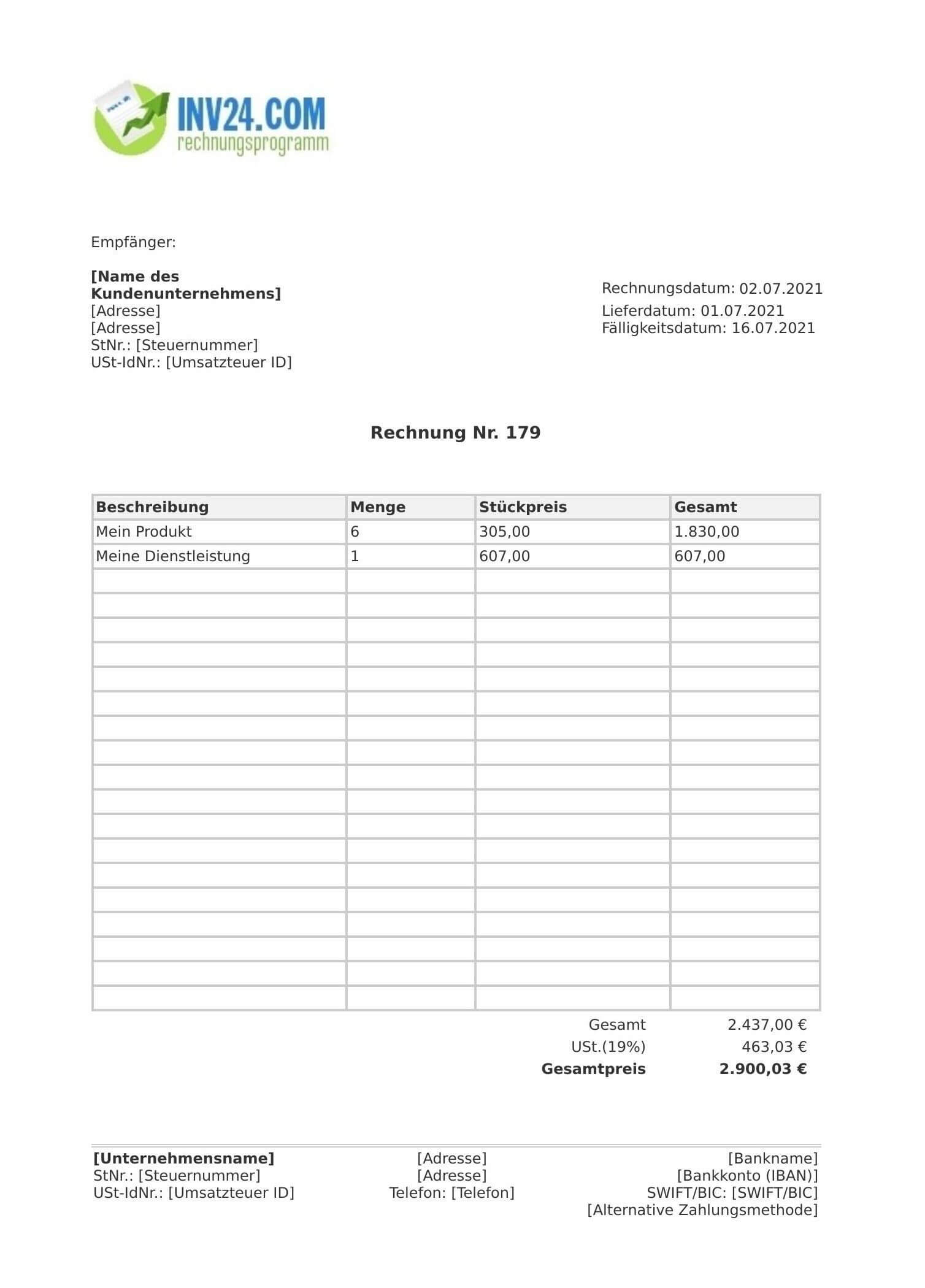 Rechnungsmuster (Html)