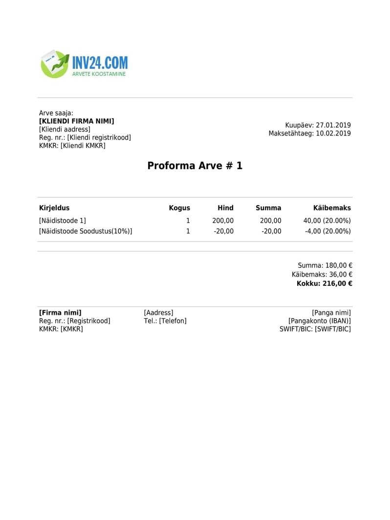 Proforma arve - Definitsioon, näidis ja koostamine