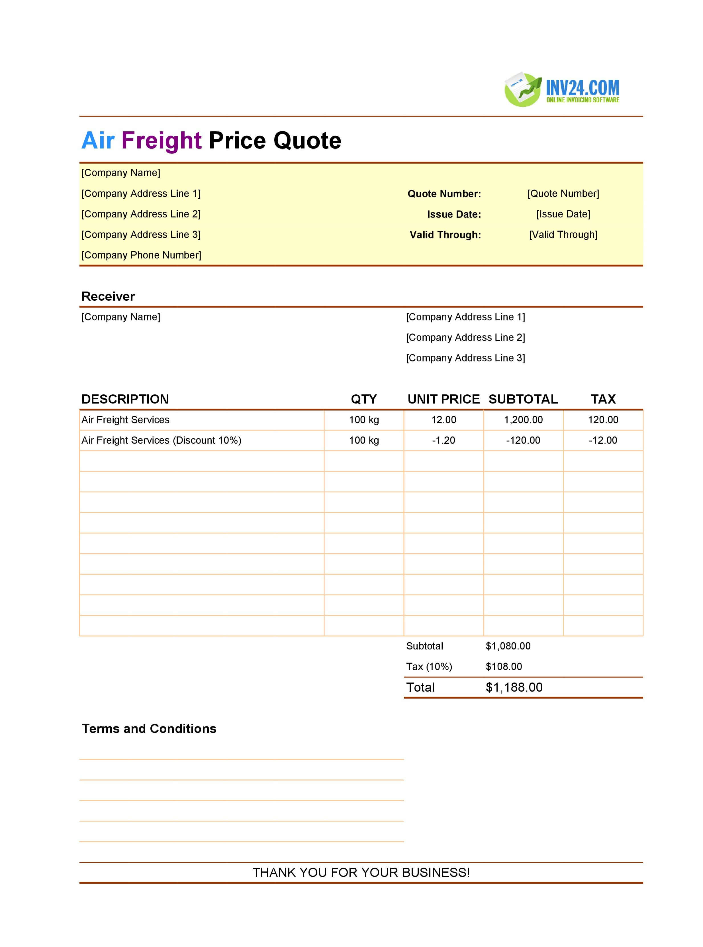 Freightquote Form Template Sales Quotation Template 10+ Free