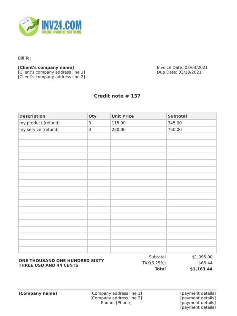 Free Credit Note Maker: Generate Credit Notes Online (PDF)