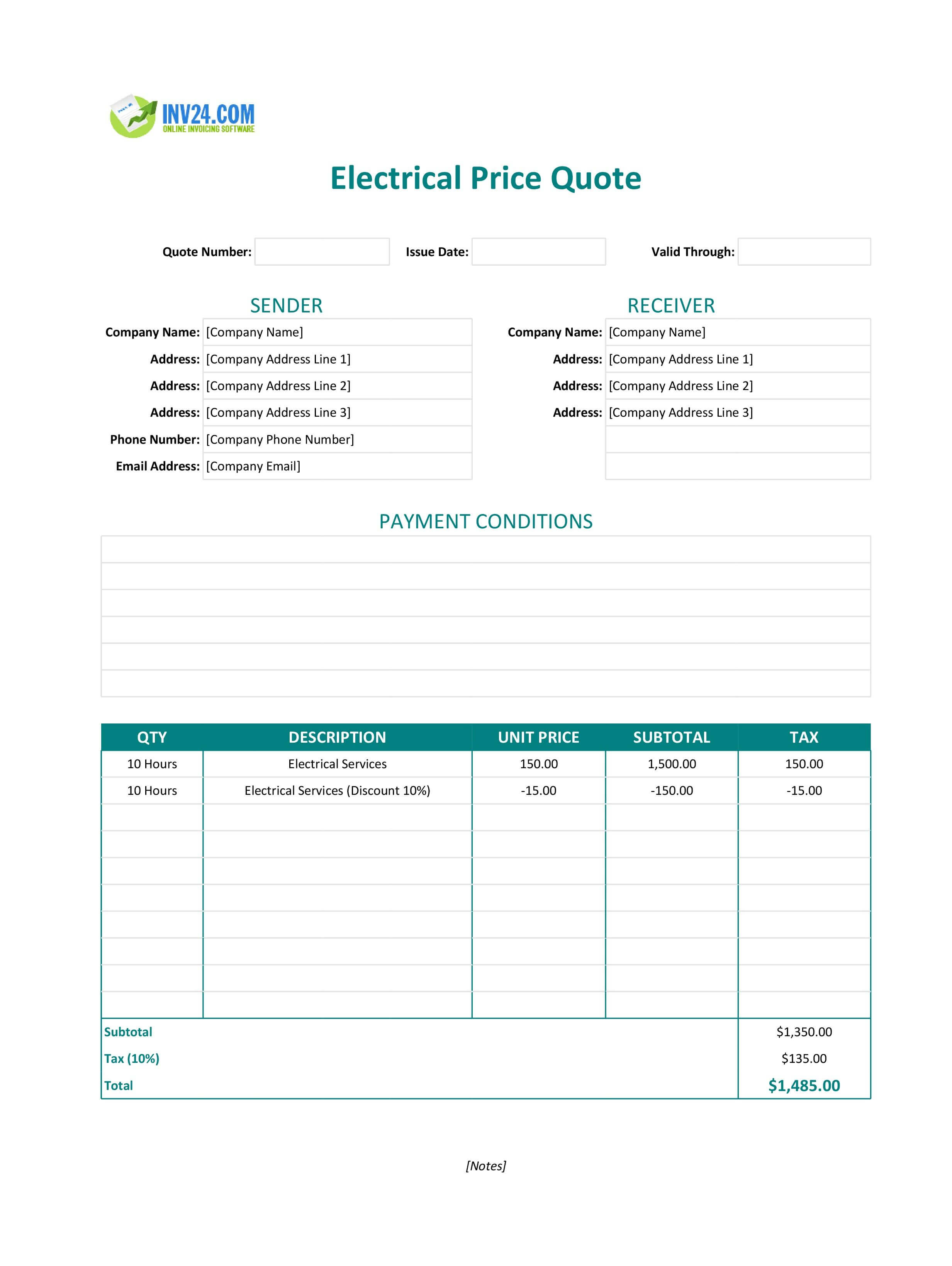 Electrician Estimate Template