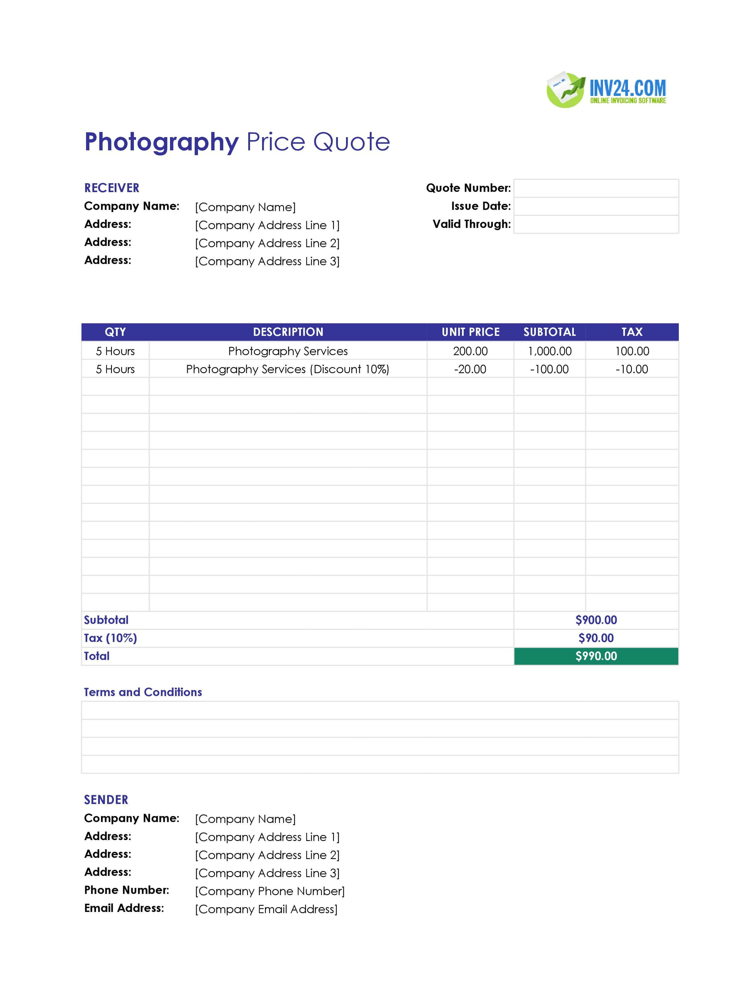 Photography Estimate Template
