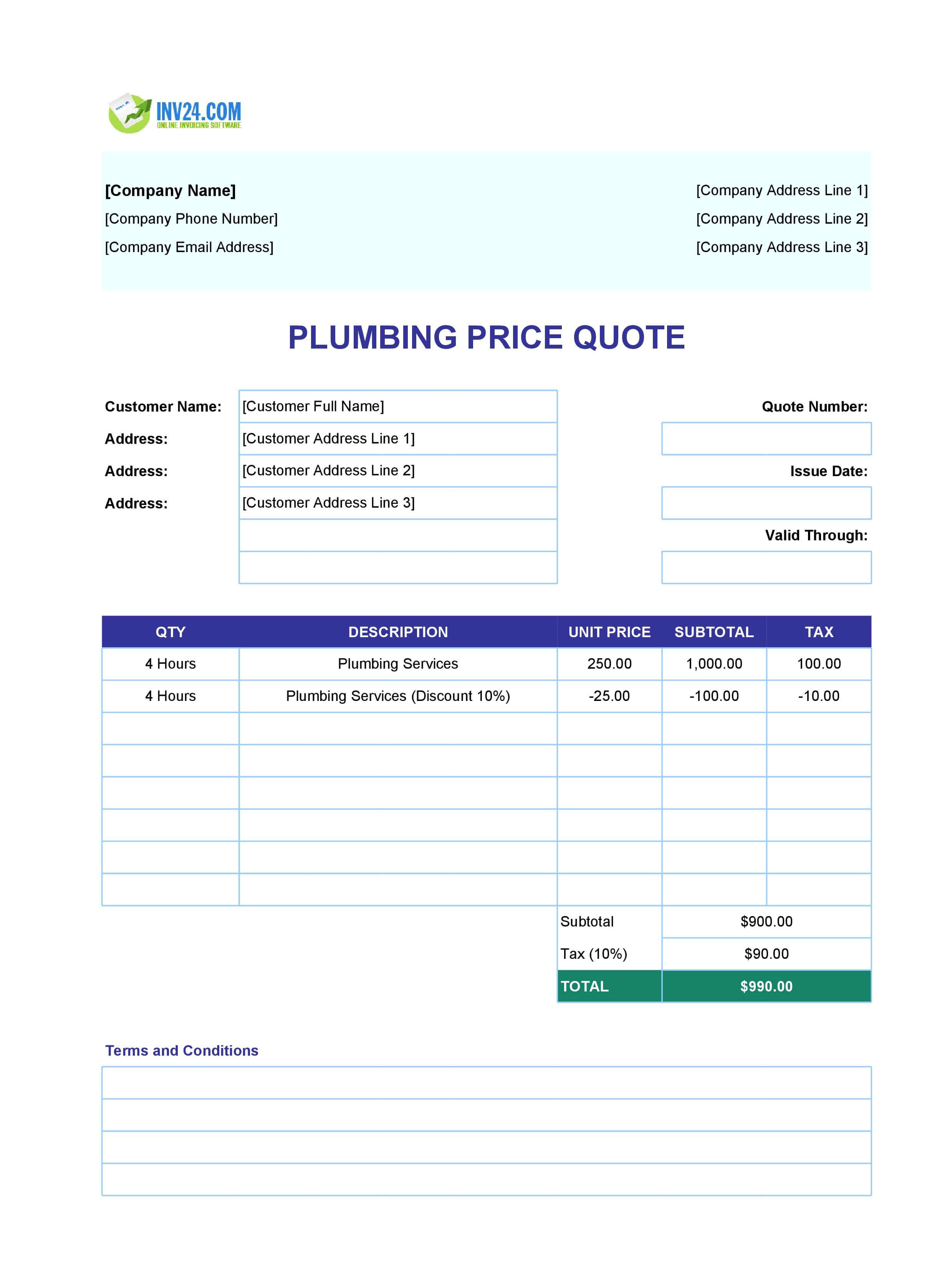 Plumbing Price Quotes