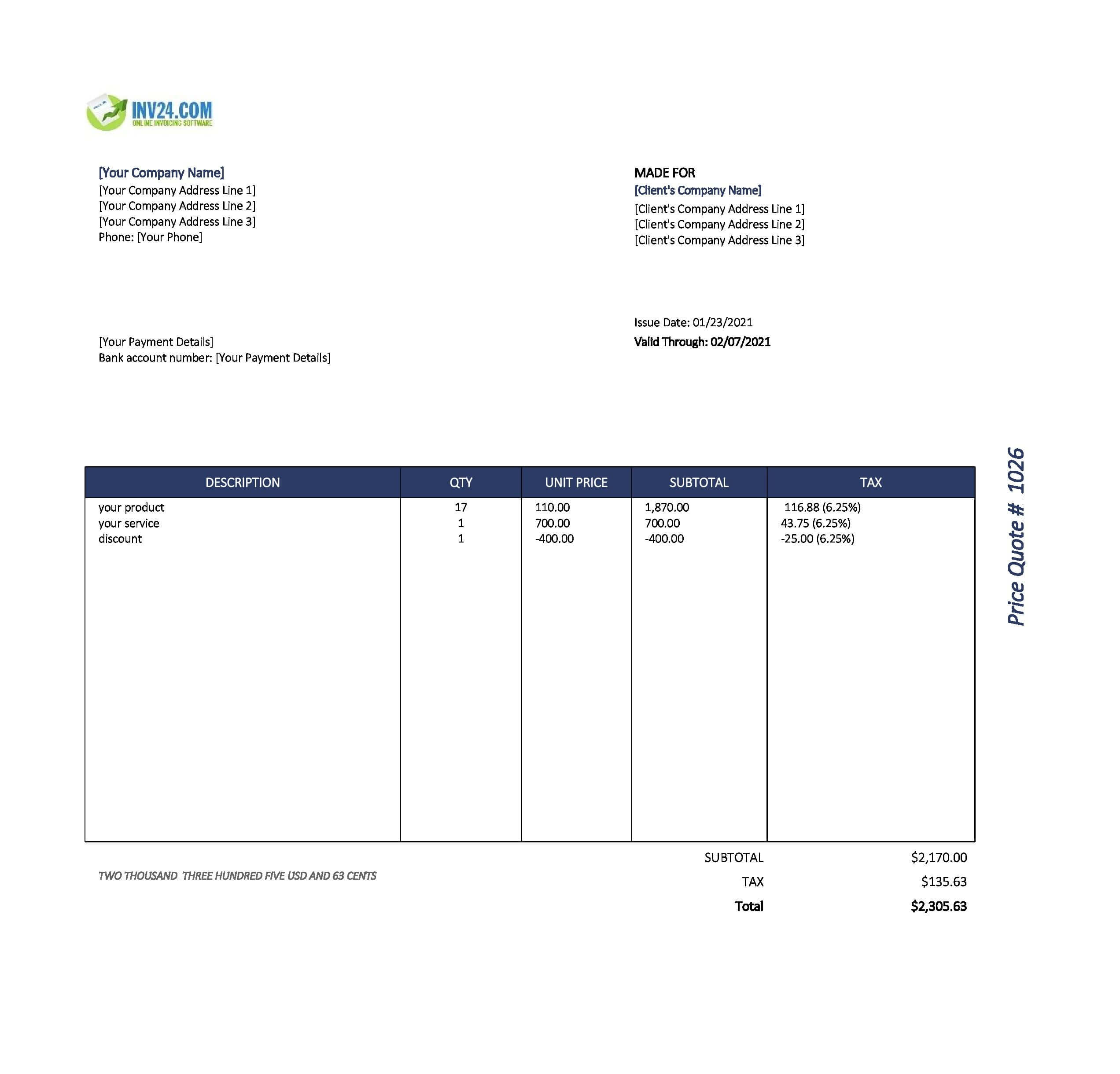 Excel Quotation Template With Database Quotation Generator Lupon gov ph