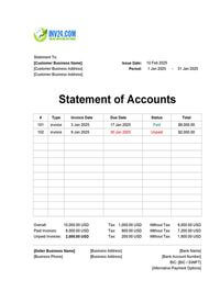 3 Free Statement of Accounts Templates - Word, Excel, PDF, Google Docs ...