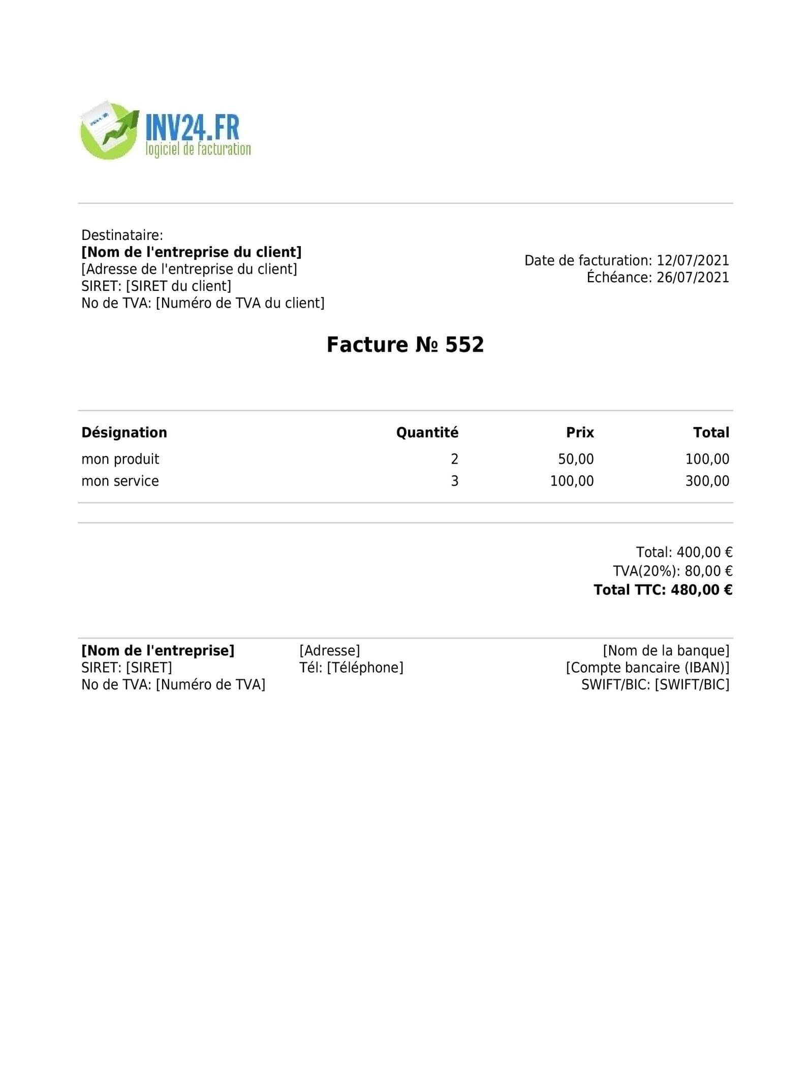 Générateur de factures gratuit (PDF) : Facturation en ligne