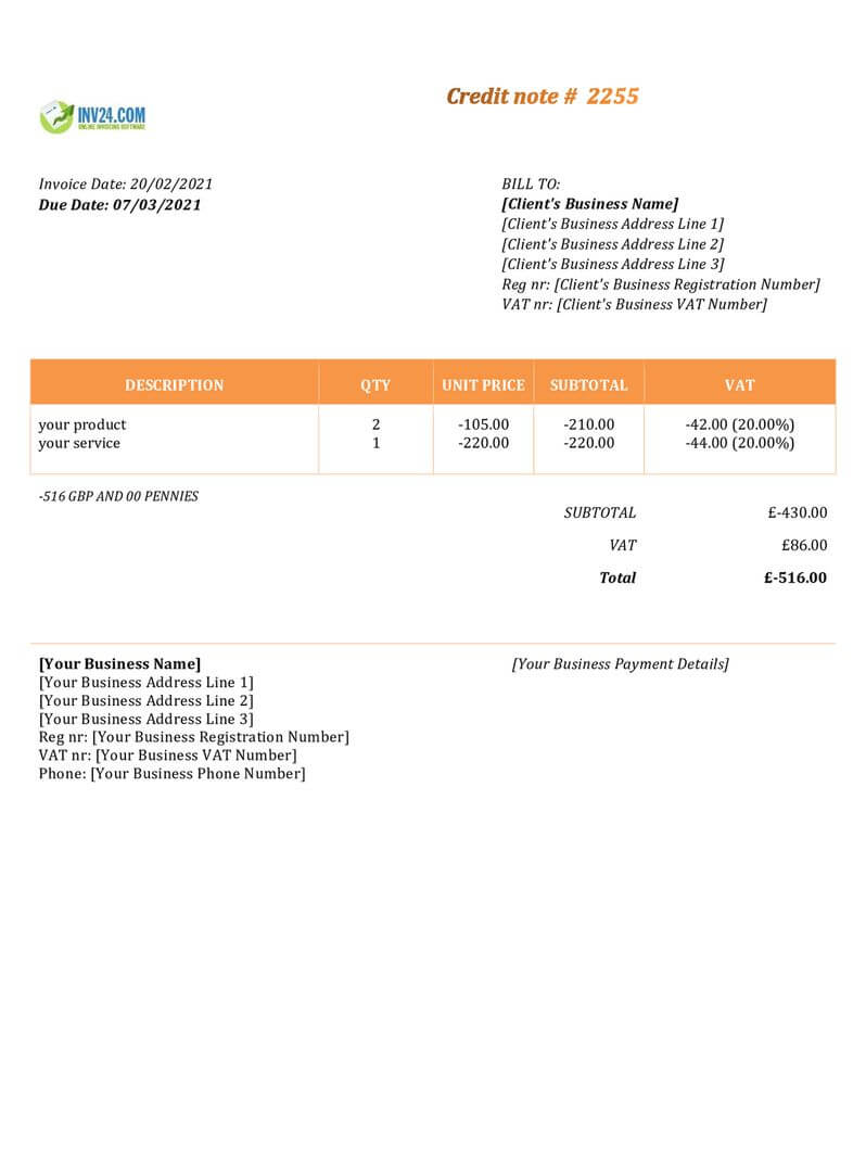 Credit Note In The United Kingdom Definition Sample And Creation