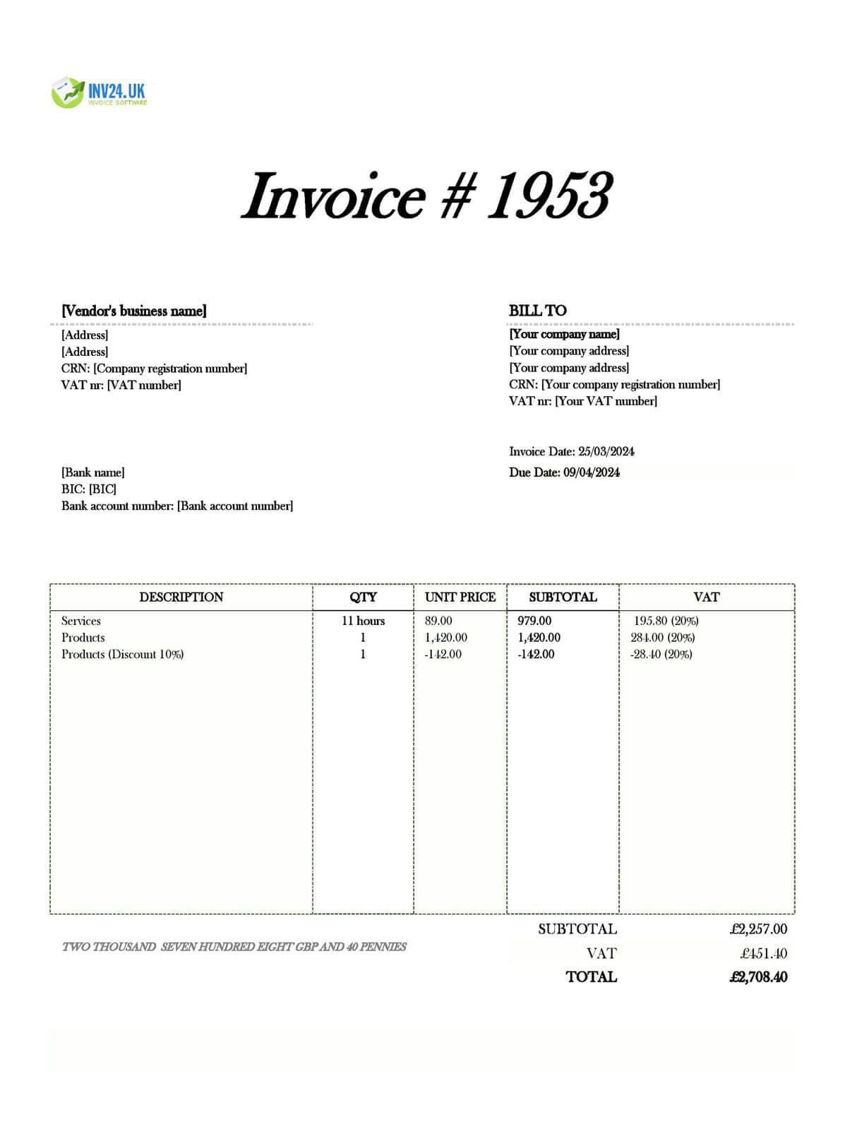 Vendor Invoice in UK: Meaning & Sample