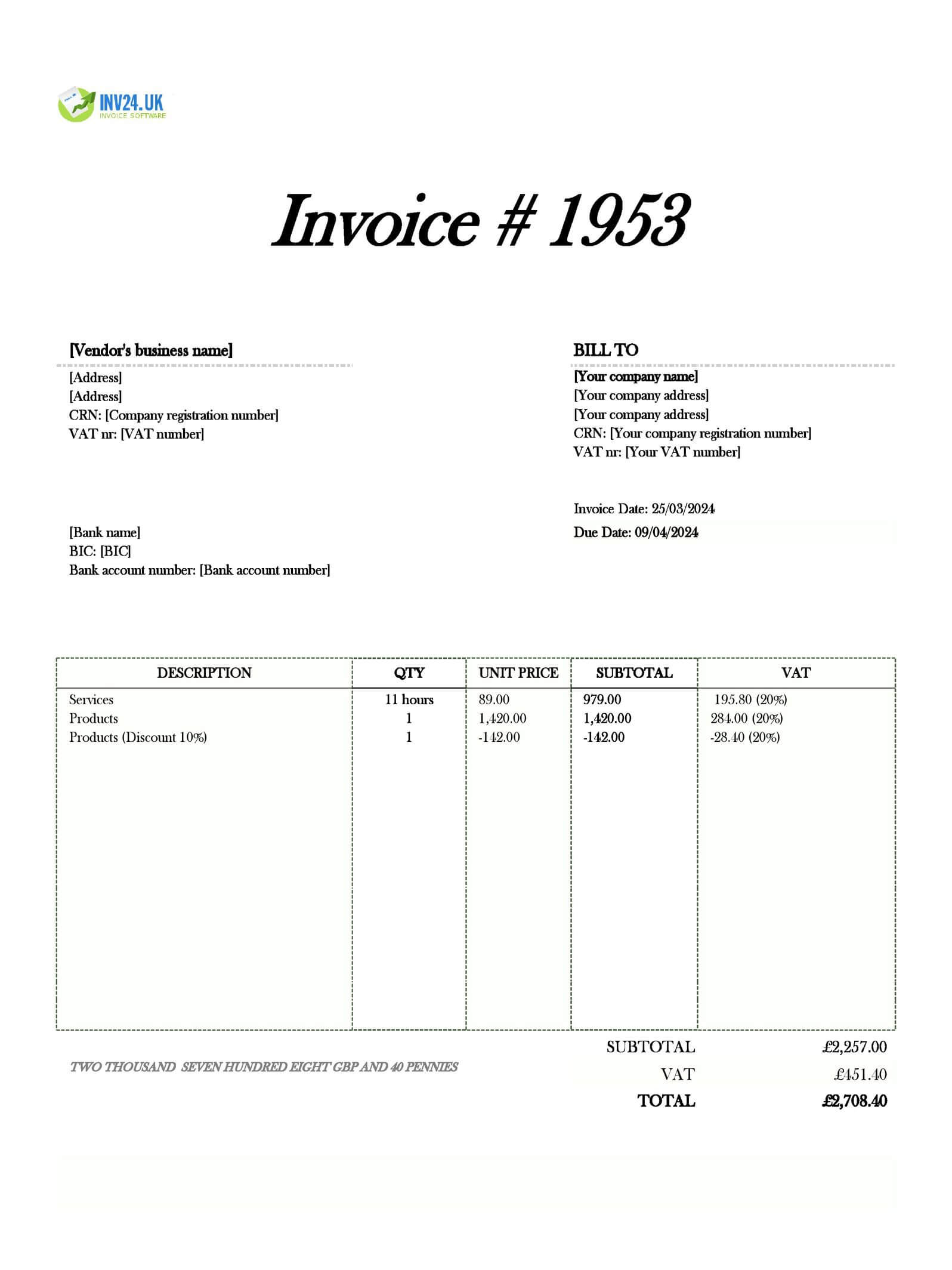 Vendor Invoice in UK: Meaning & Sample