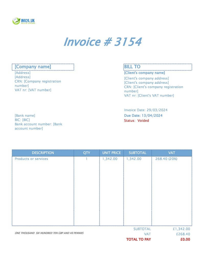 Void Invoice in UK: Meaning, Example
