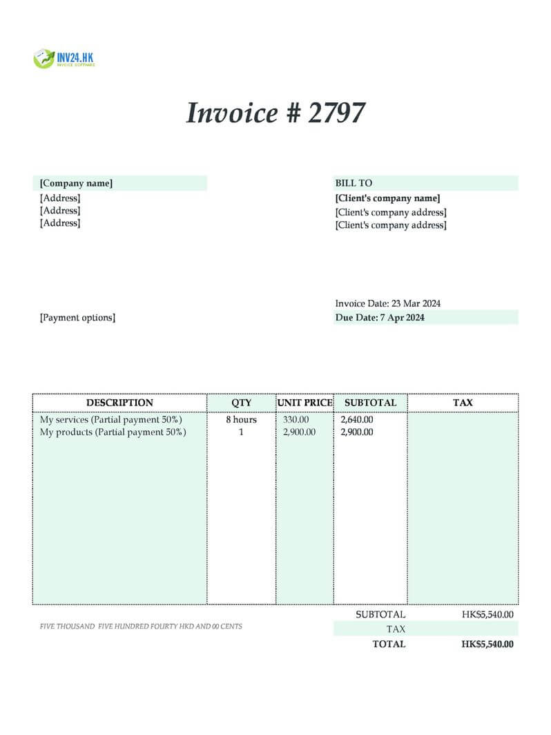 Partial Payment Invoice in Hong Kong: Meaning & Sample