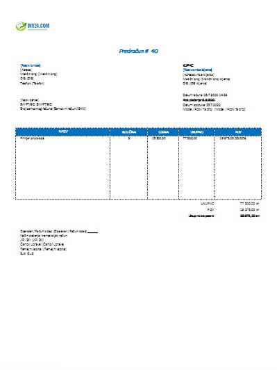 Predracun Forma (Excel)