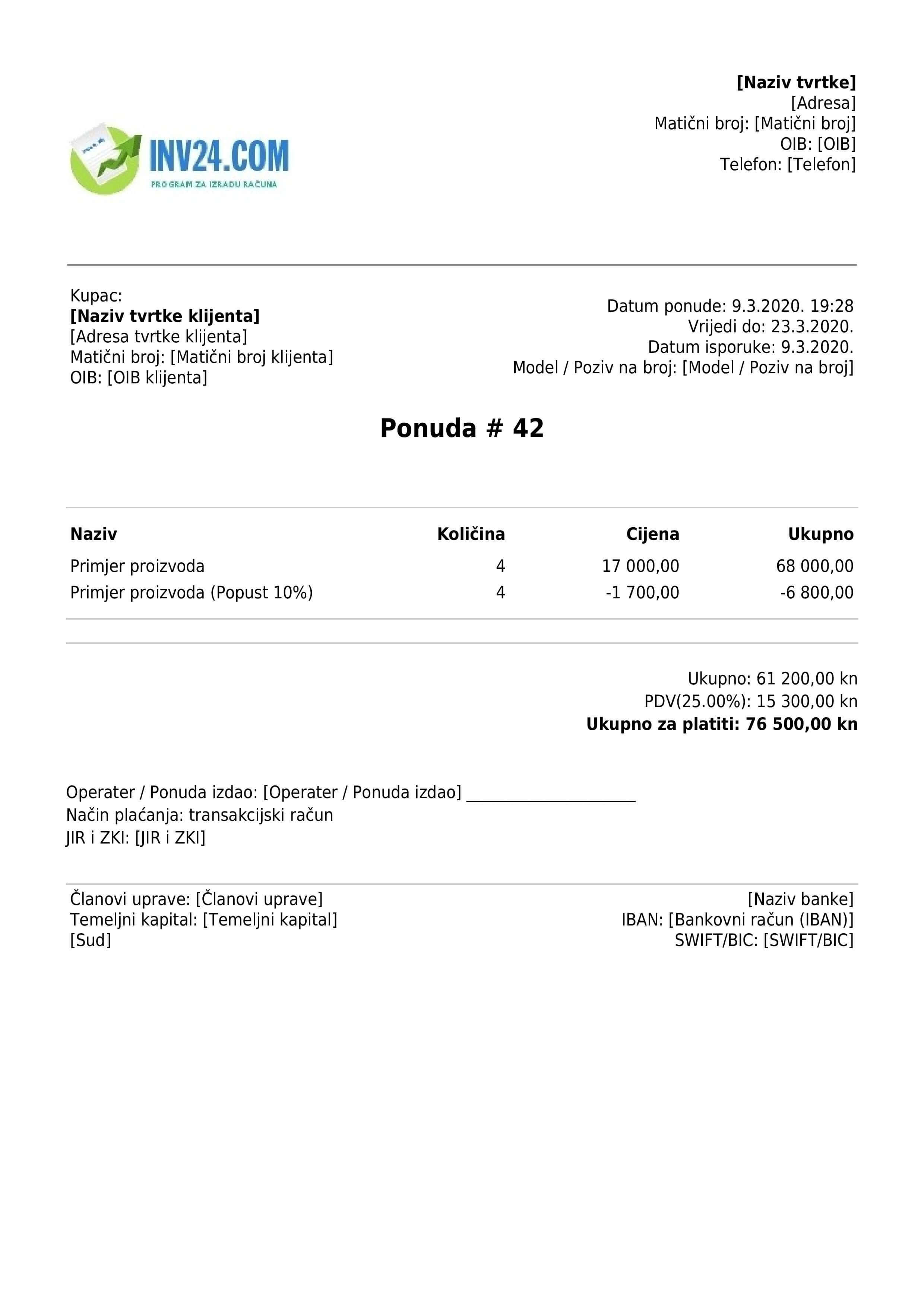 Izrada Ponuda Online Besplatno PDF Izrada Ponuda Online Besplatno PDF