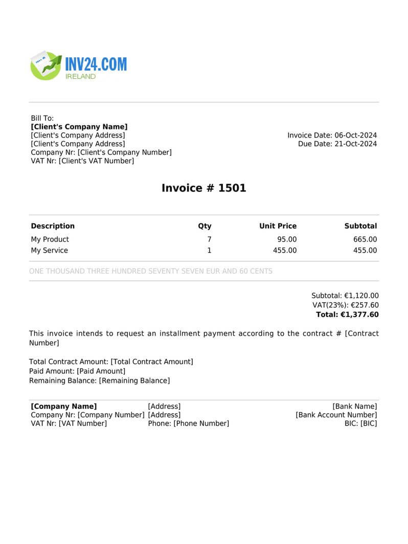 Balance Payment Invoice in Ireland: Meaning, Sample & Email Template