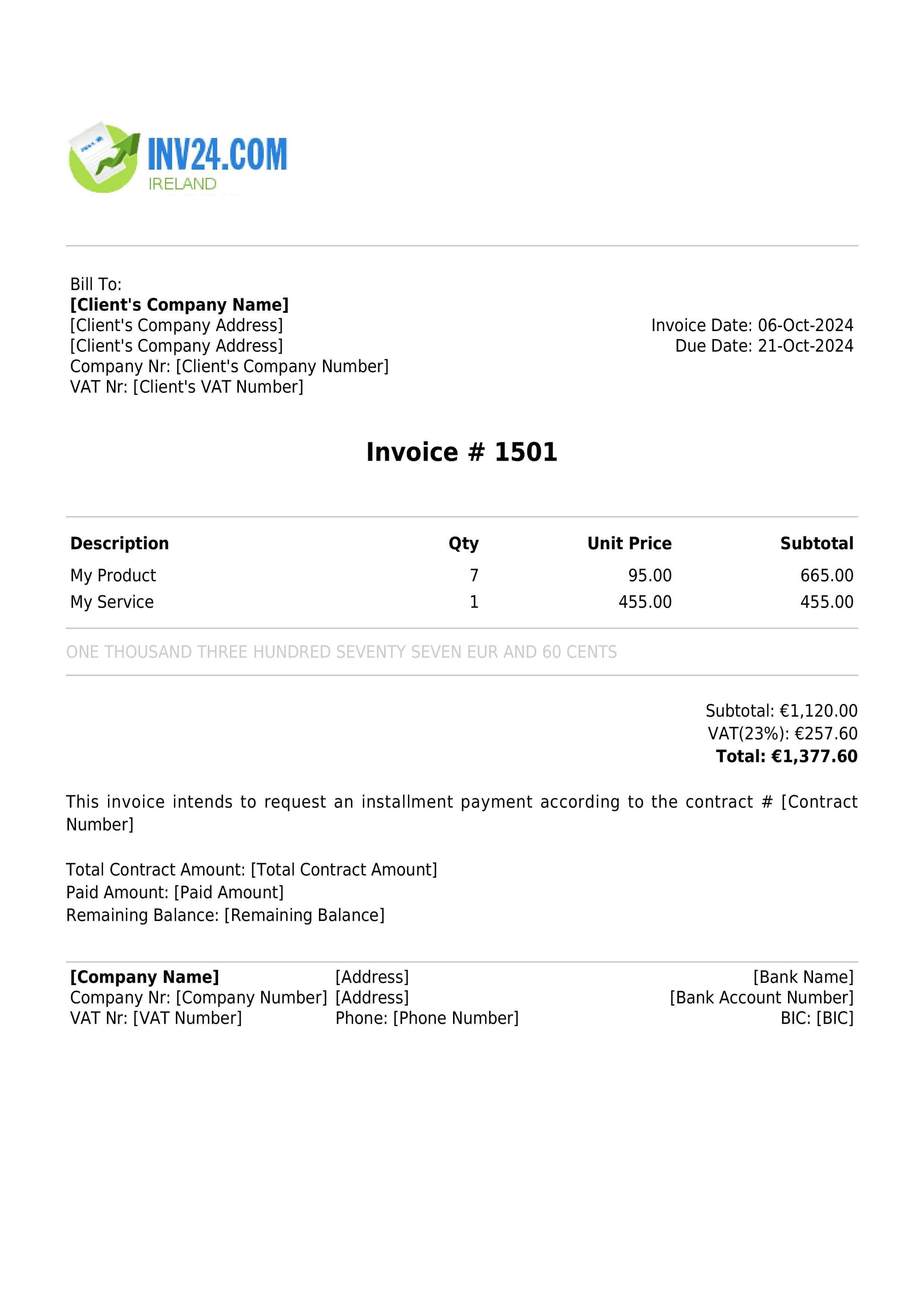 Balance Payment Invoice in Ireland: Meaning, Sample & Email Template