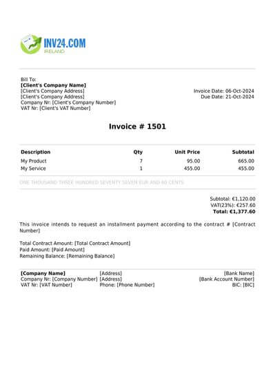 Balance Payment Invoice in Ireland: Meaning, Sample & Email Template