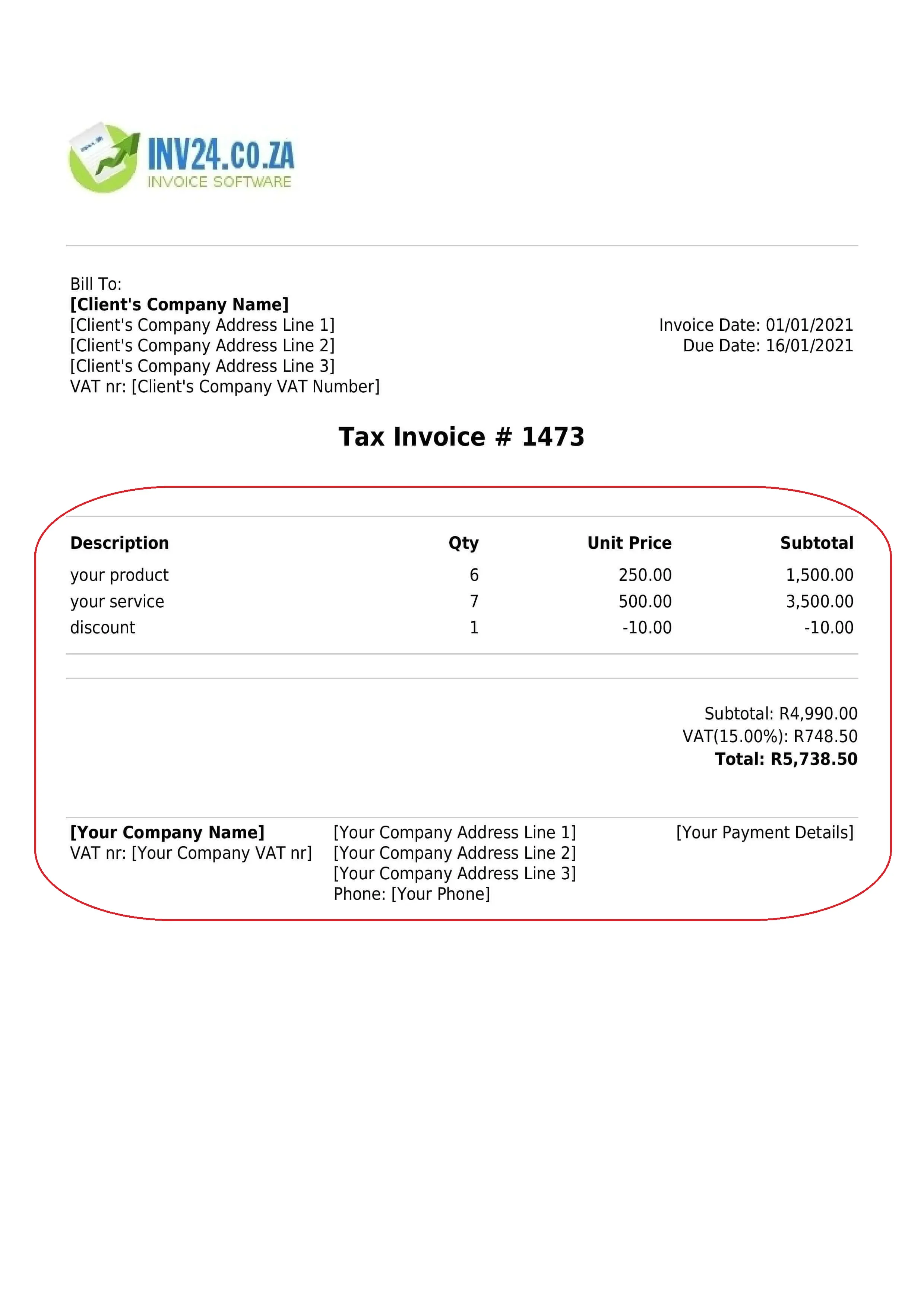 Invoice Body in South Africa