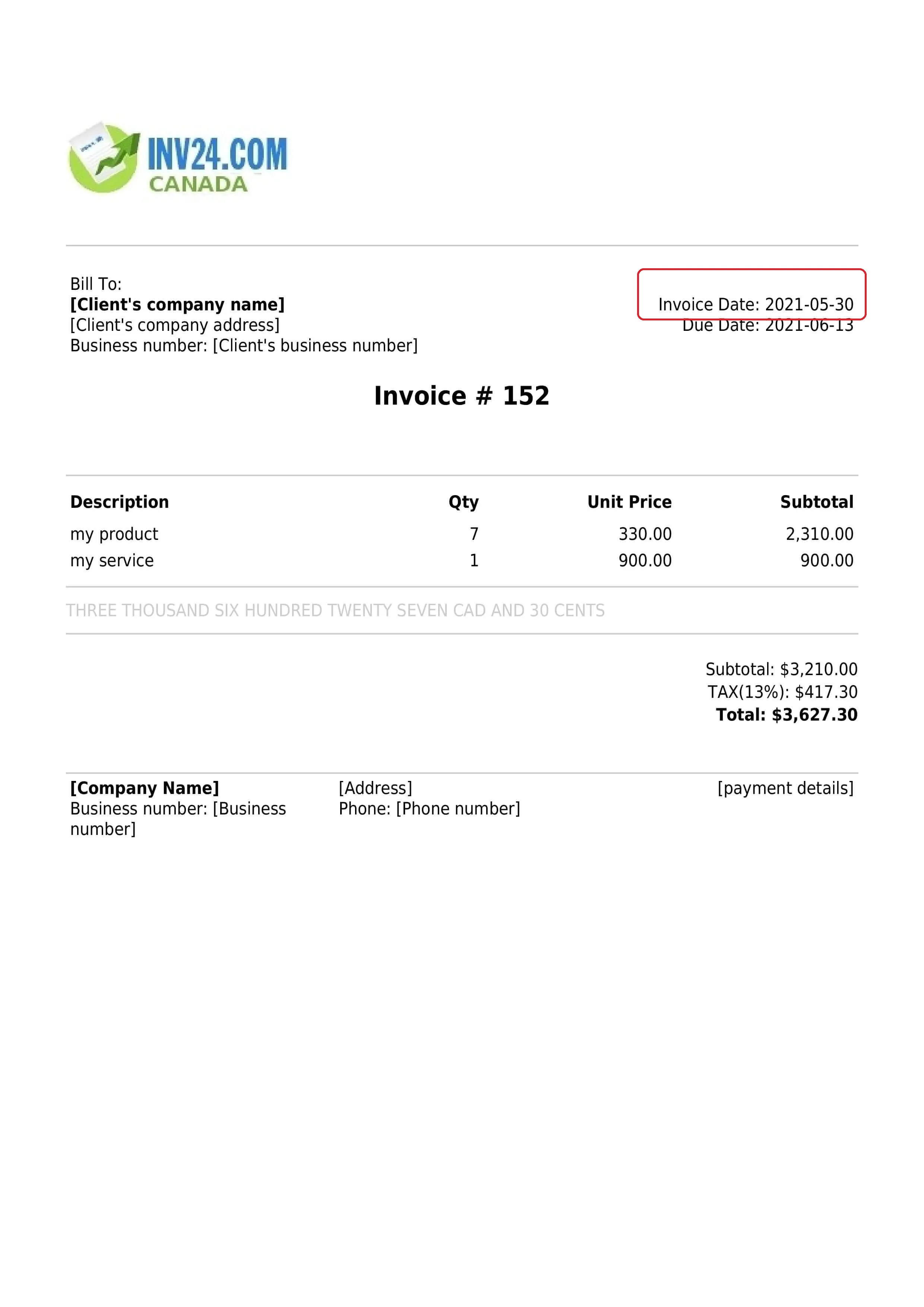 Invoice Date in Canada