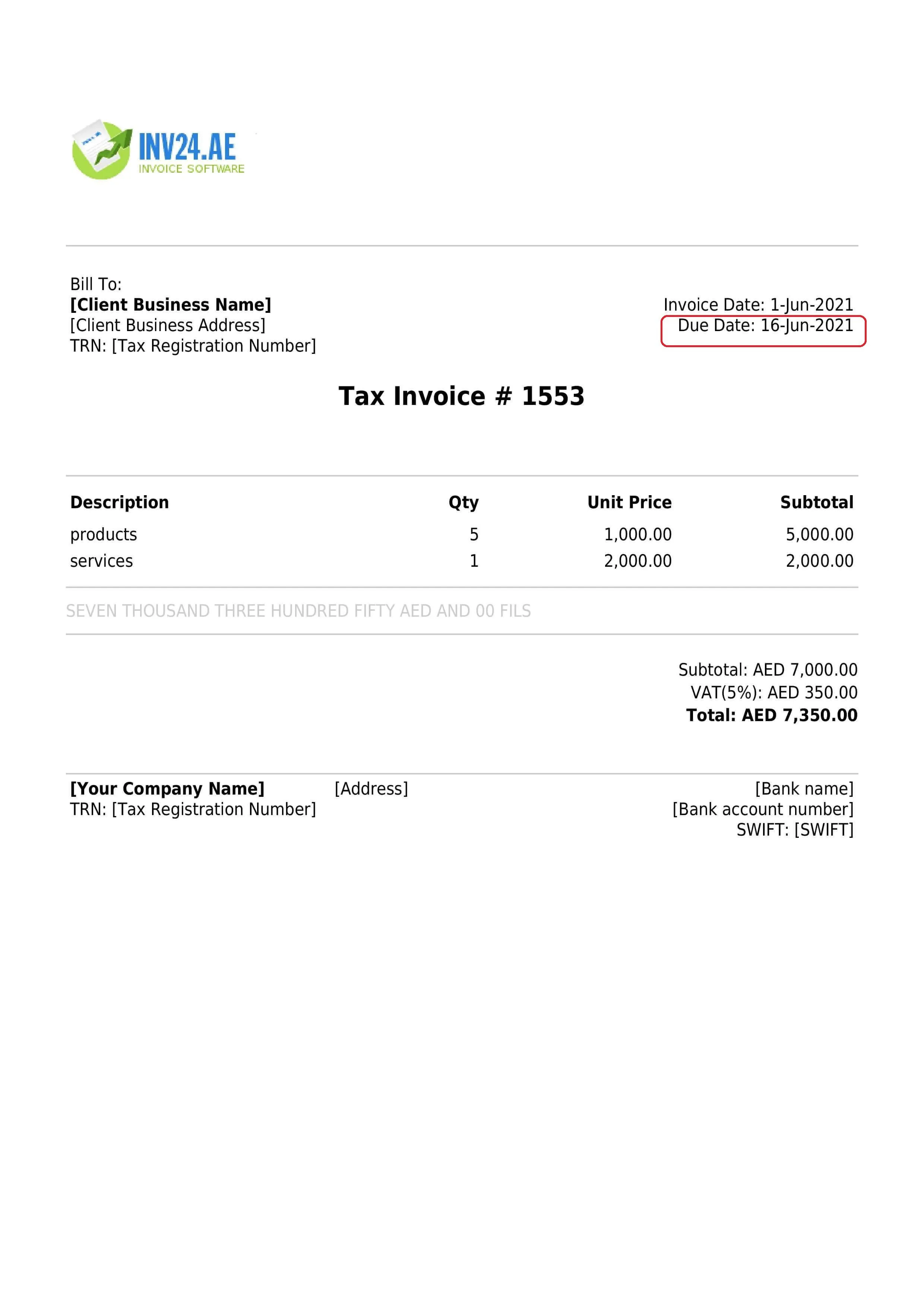 Invoice Due Date in UAE