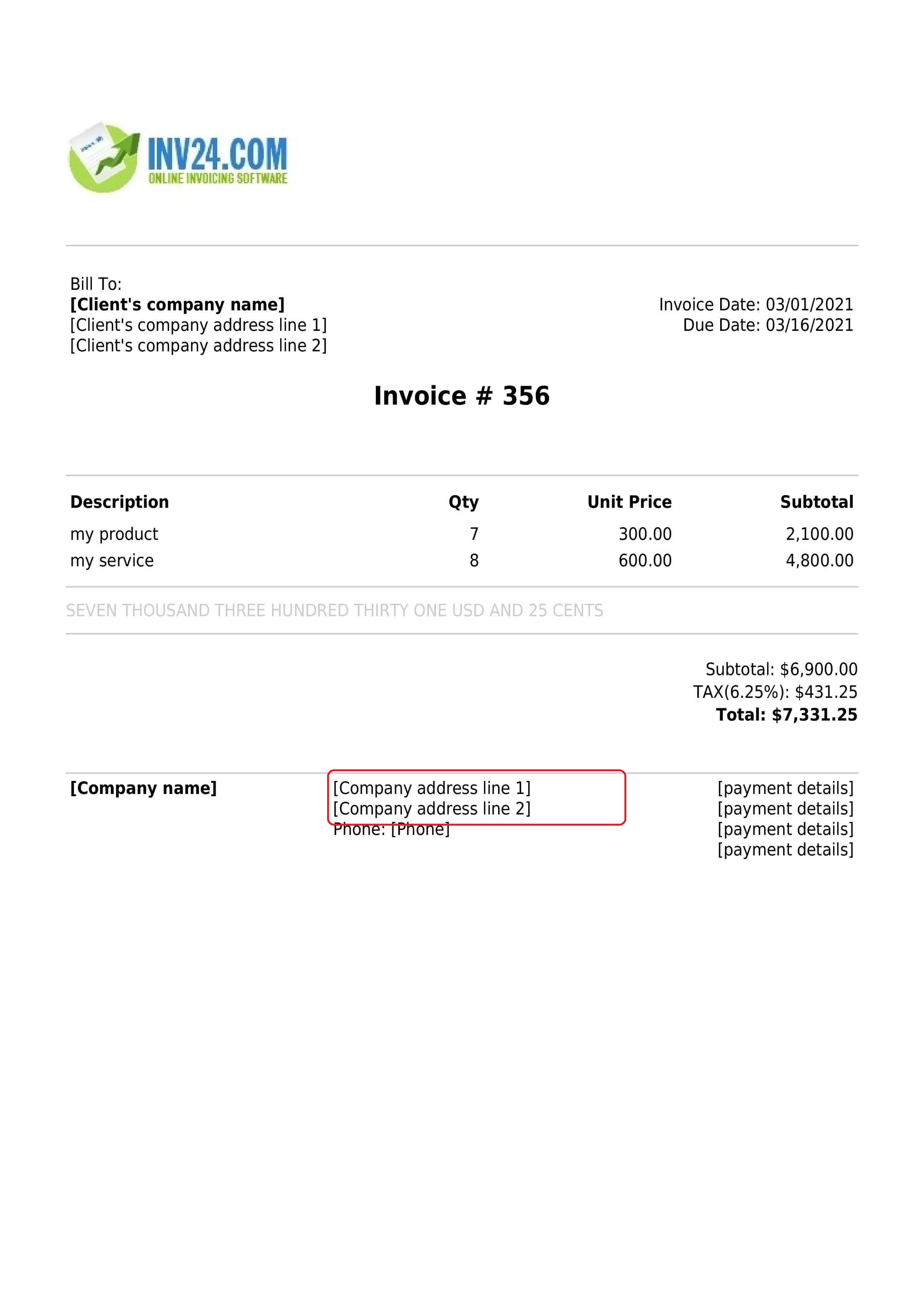 The Invoice Seller's Business Address