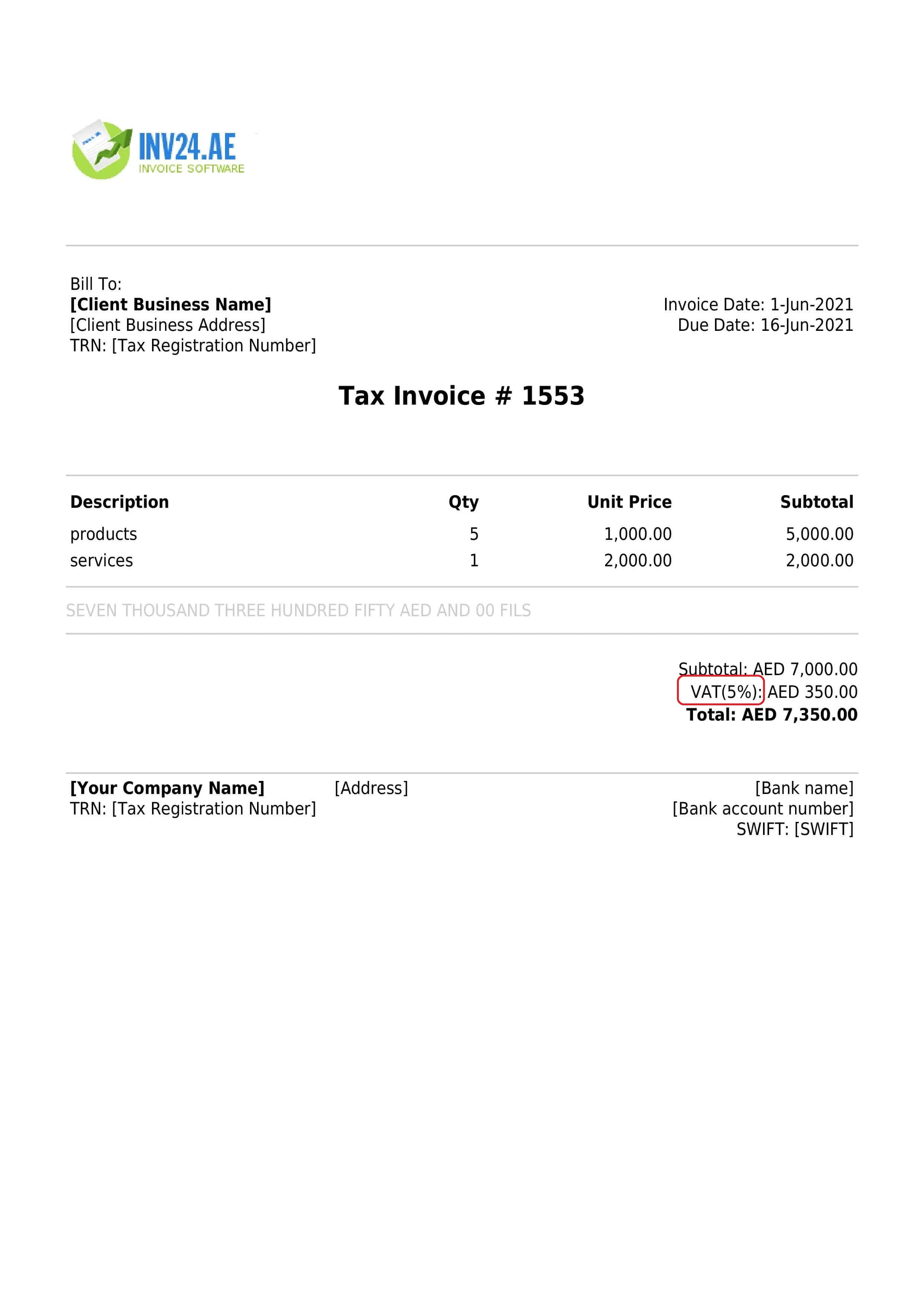 The VAT Rate(s) Applied on the Invoice in UAE