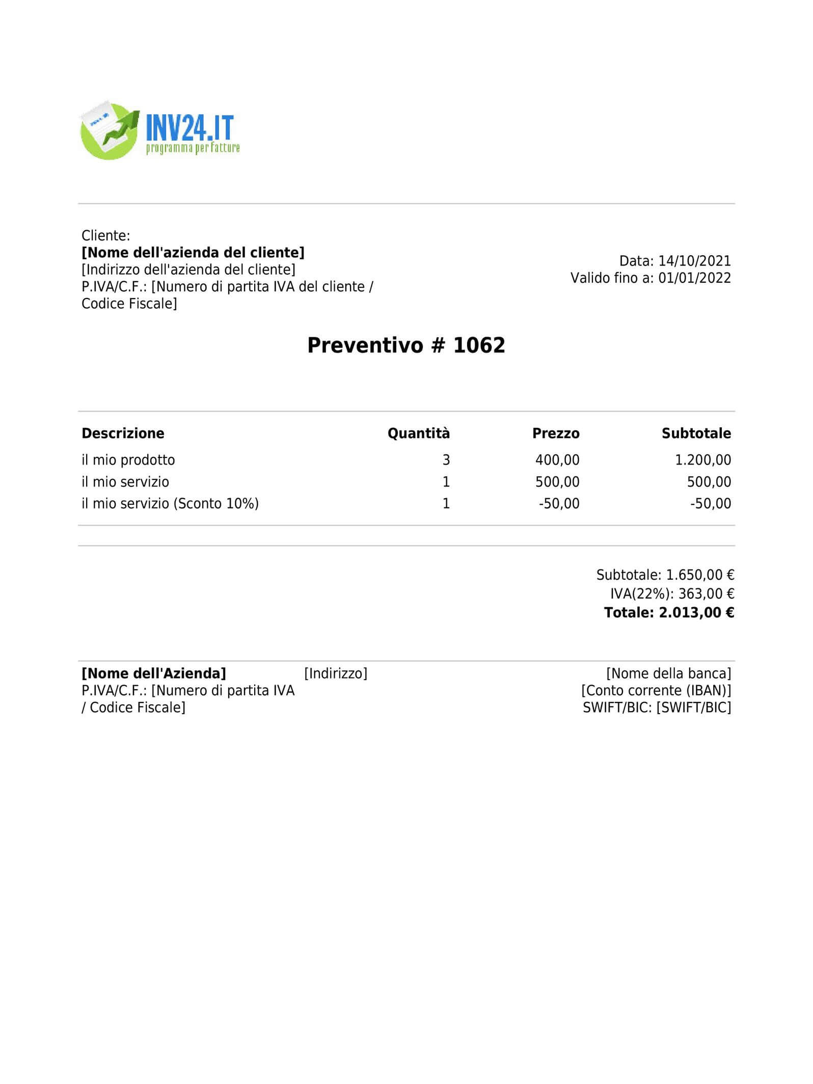 Creare un preventivo online gratis (PDF)