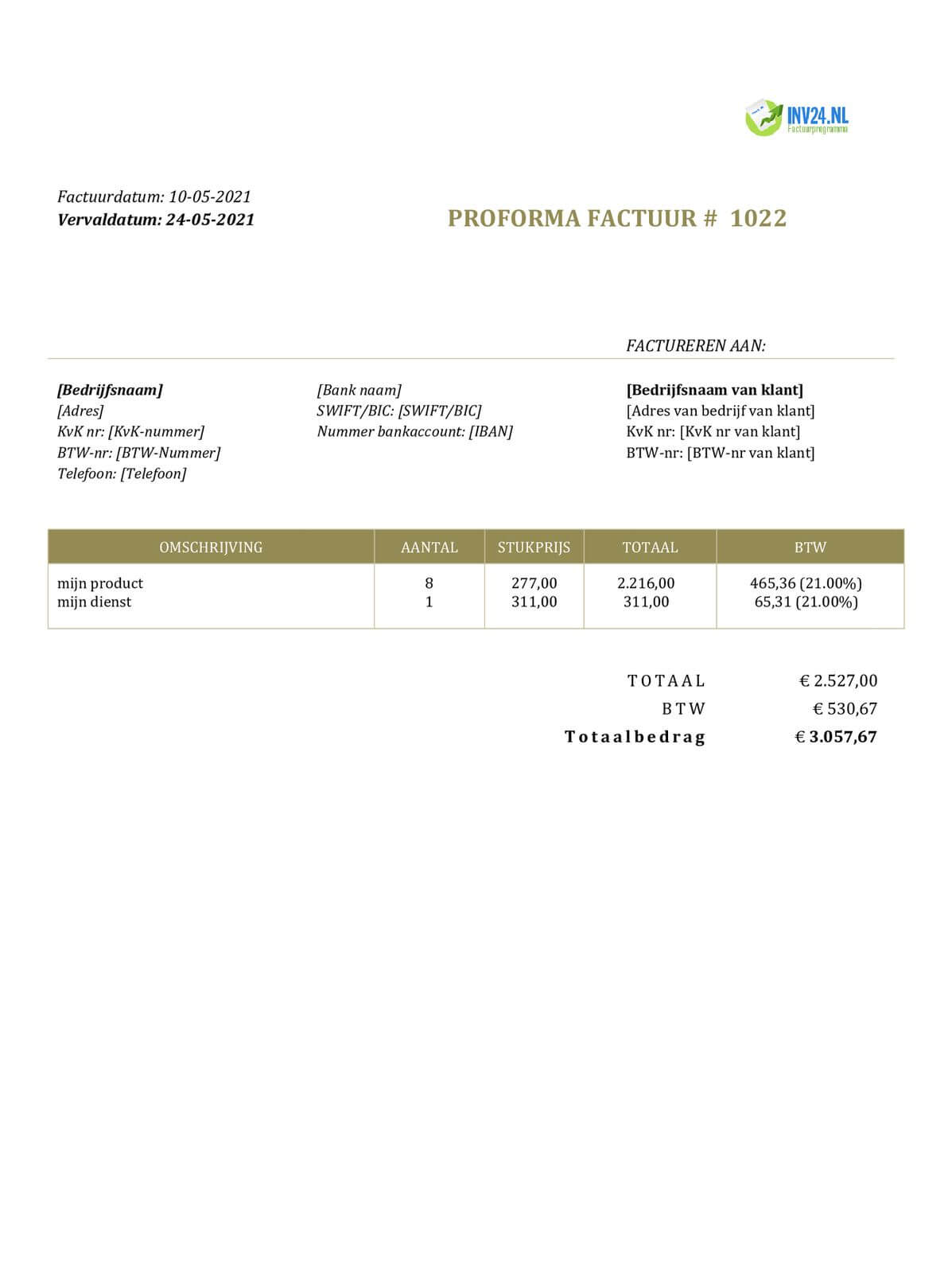 Proforma factuur - Definitie, voorbeeld en creatie