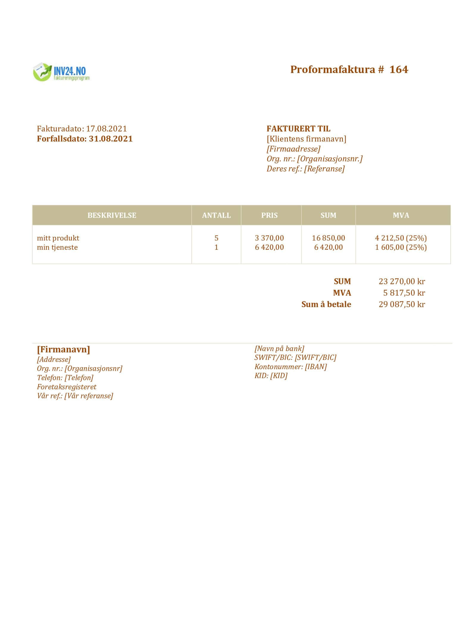 Proformafaktura - Definisjon, utvalg og opprettelse