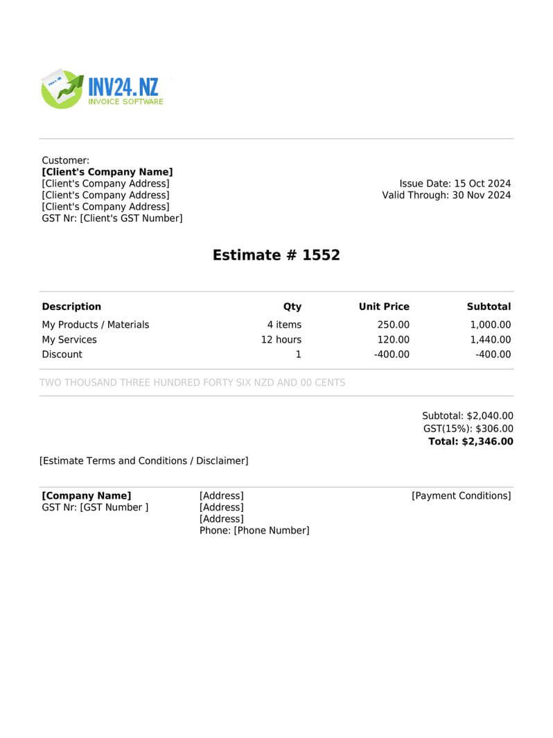 Free Estimate Maker for New Zealand: Generate Estimates Online (PDF)