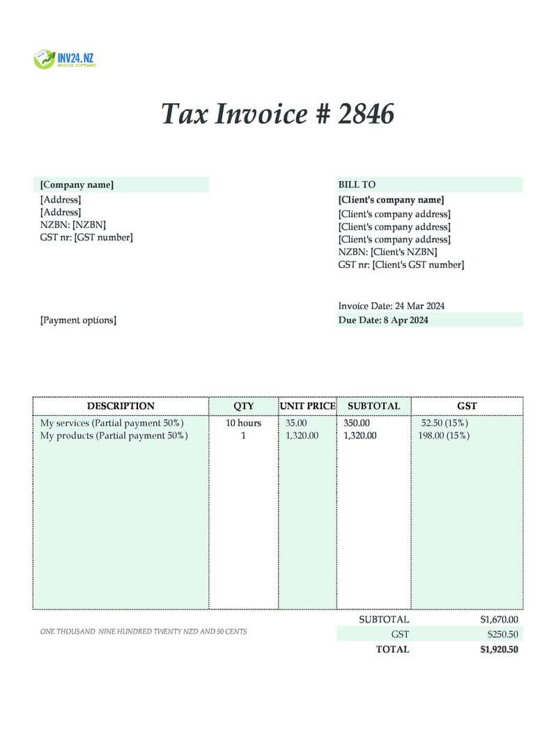 Partial Payment Invoice in New Zealand: Meaning & Sample