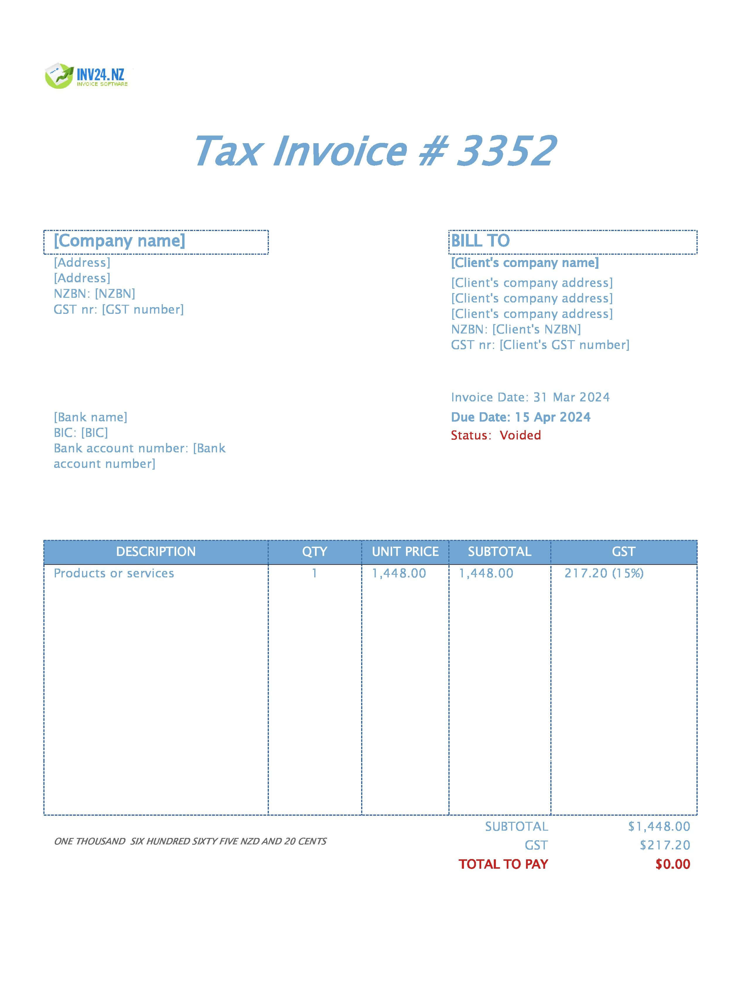 Void Invoice in New Zealand: Meaning, Example