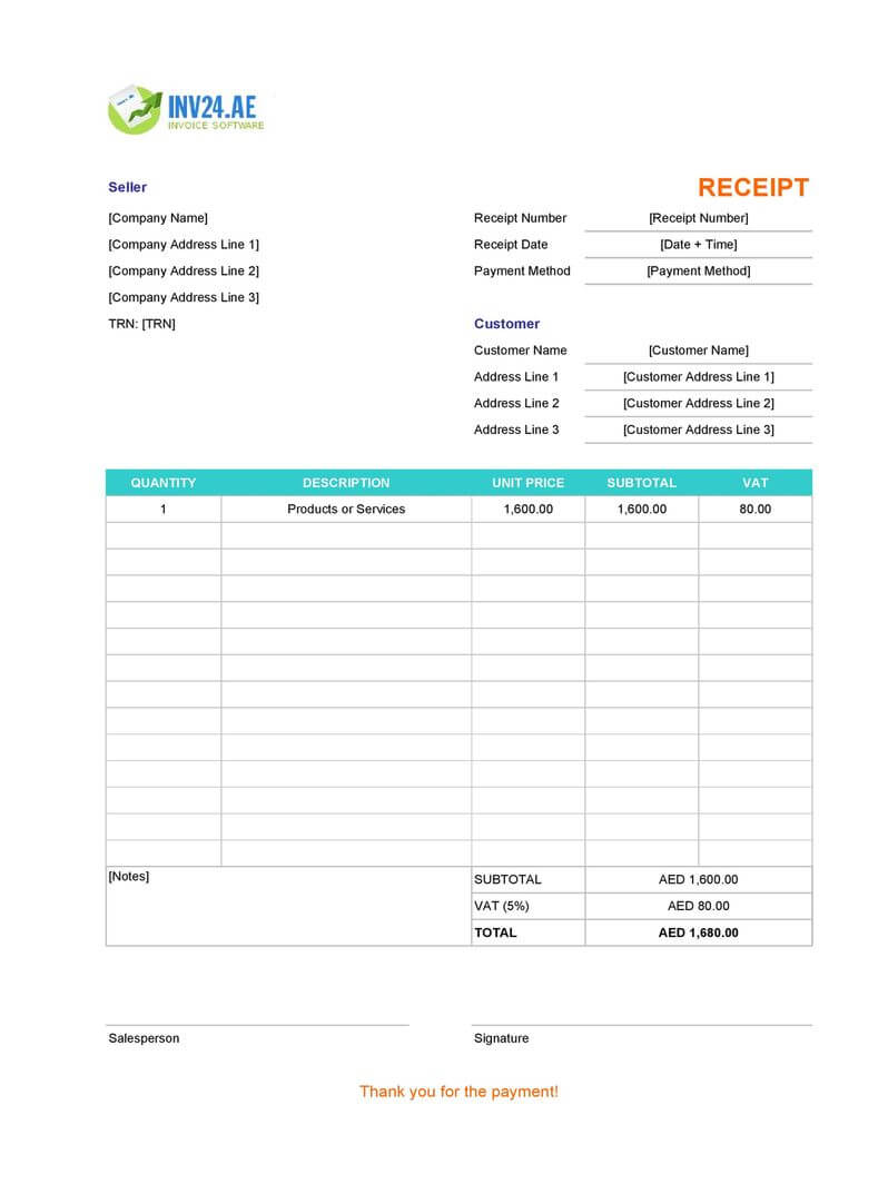 Free Receipt Maker for UAE: Generate Receipts Online (PDF)