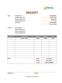 200 Free Receipt Templates for UAE - Excel, Word, PDF, Google Docs/Sheets